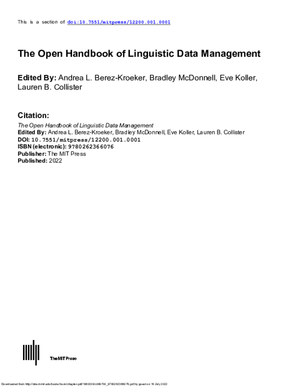(PDF) Managing Data in TerraLing, a Large-­Scale Cross-­Linguistic Database of Morphological ...