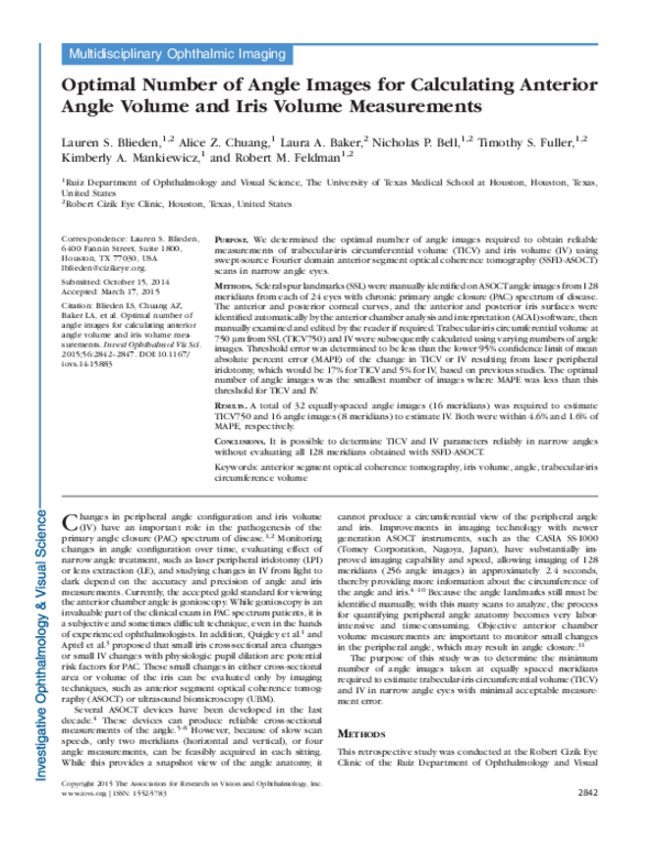 (PDF) Optimal Number of Angle Images for Calculating Anterior Angle ...