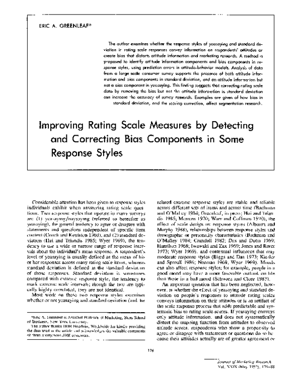 (PDF) Improving Rating Scale Measures by Detecting and Correcting Bias ...