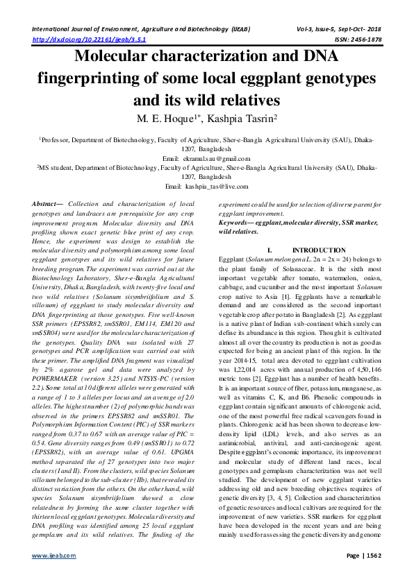 (PDF) Molecular characterization and DNA fingerprinting of selected cashew (Anacardium ...