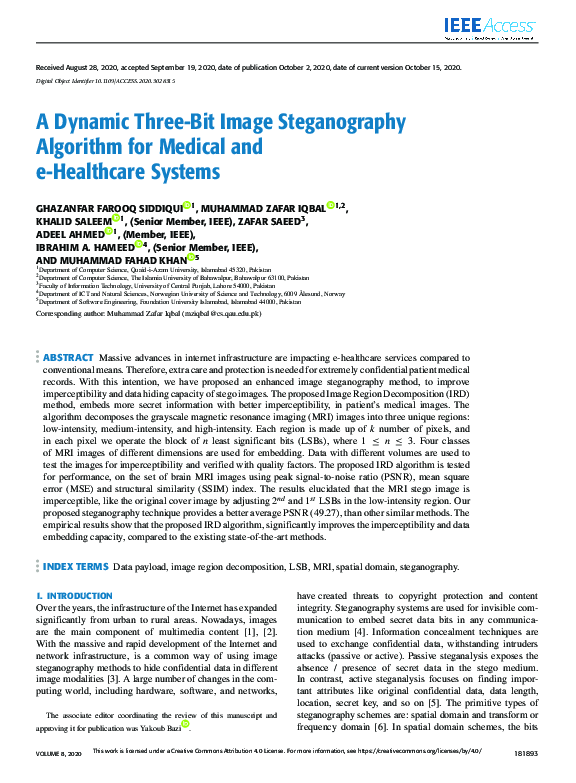 (PDF) A Dynamic Three-Bit Image Steganography Algorithm for Medical and e-Healthcare Systems