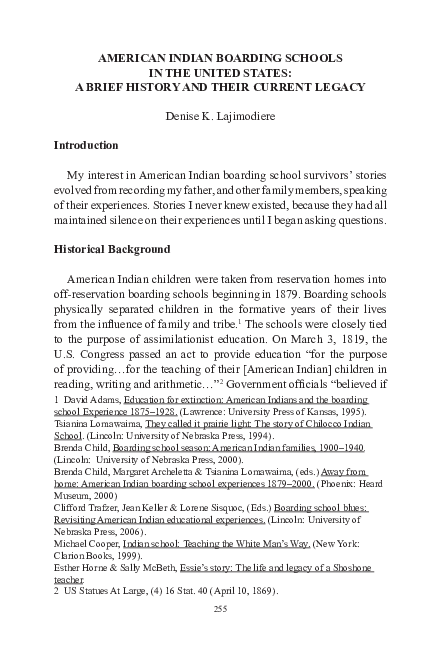 (PDF) American Indian Boarding Schools in the United States: A Brief ...