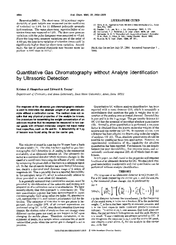 (PDF) Quantitative gas chromatography without analyte identification by ...