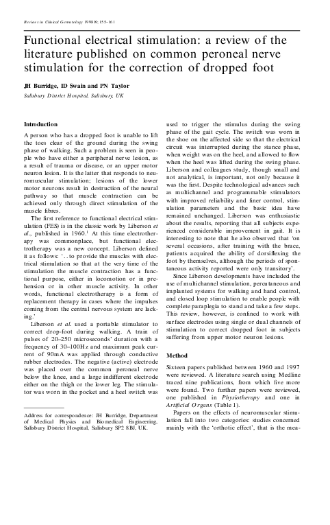 (PDF) Functional electrical stimulation: a review of the literature ...