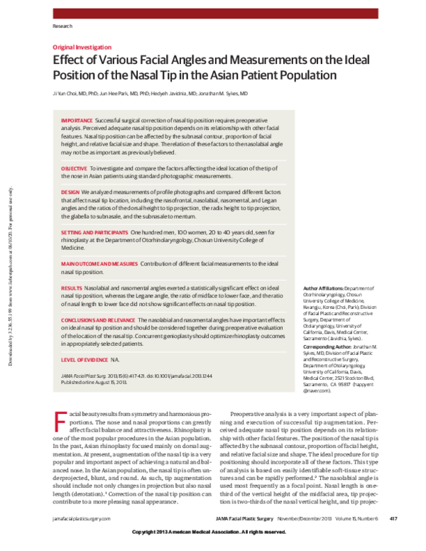 (PDF) Effect of Various Facial Angles and Measurements on the Ideal ...