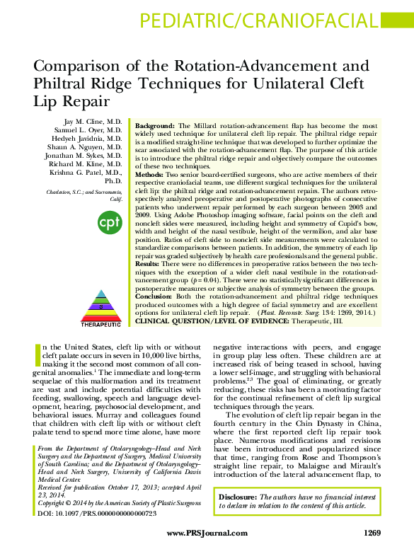 (PDF) Comparison of the Rotation-Advancement and Philtral Ridge ...
