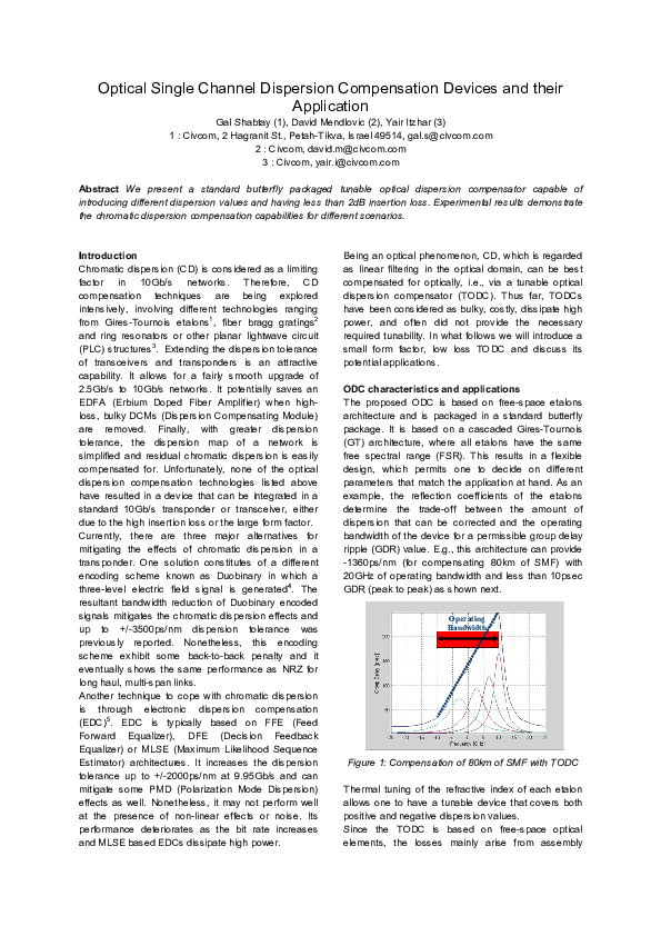 (PDF) Optical single channel dispersion compensation devices and their ...