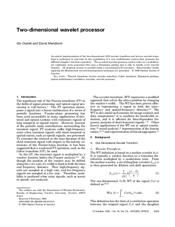 (PDF) Two-dimensional wavelet processor