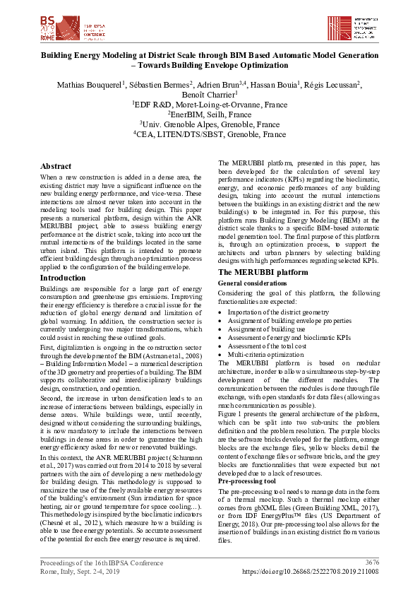 (PDF) Building Energy Modeling at District Scale through BIM Based ...