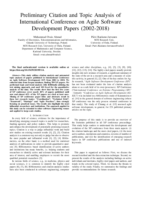 (PDF) Preliminary Citation and Topic Analysis of International ...
