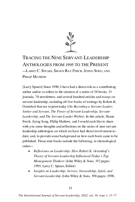 (PDF) Tracing the Nine Servant-Leadership Anthologies from 1995 to the ...