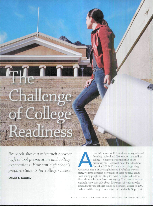 (PDF) The Challenge of College Readiness Research shows a mismatch ...
