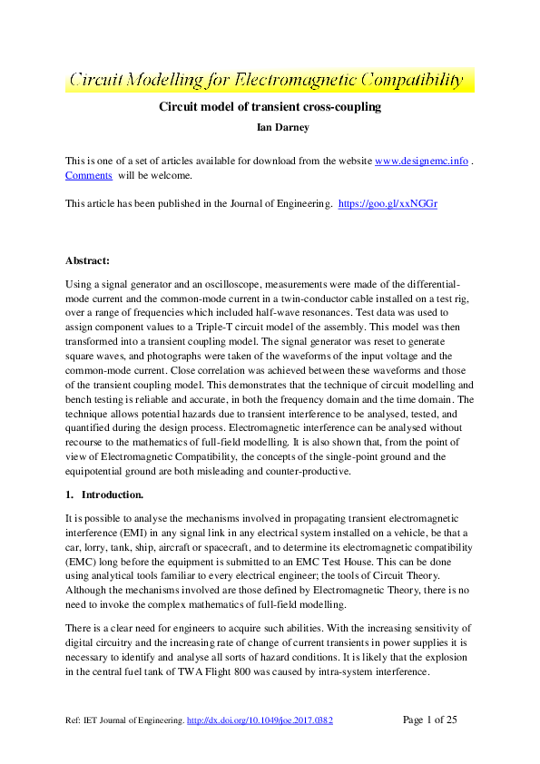 (PDF) Circuit model of transient cross‐coupling