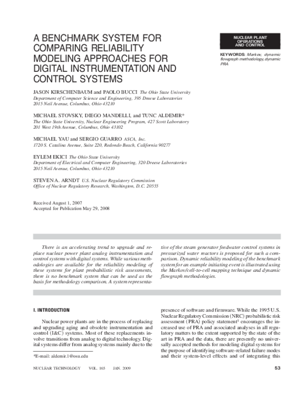(PDF) A Benchmark System for Comparing Reliability Modeling Approaches for Digital ...