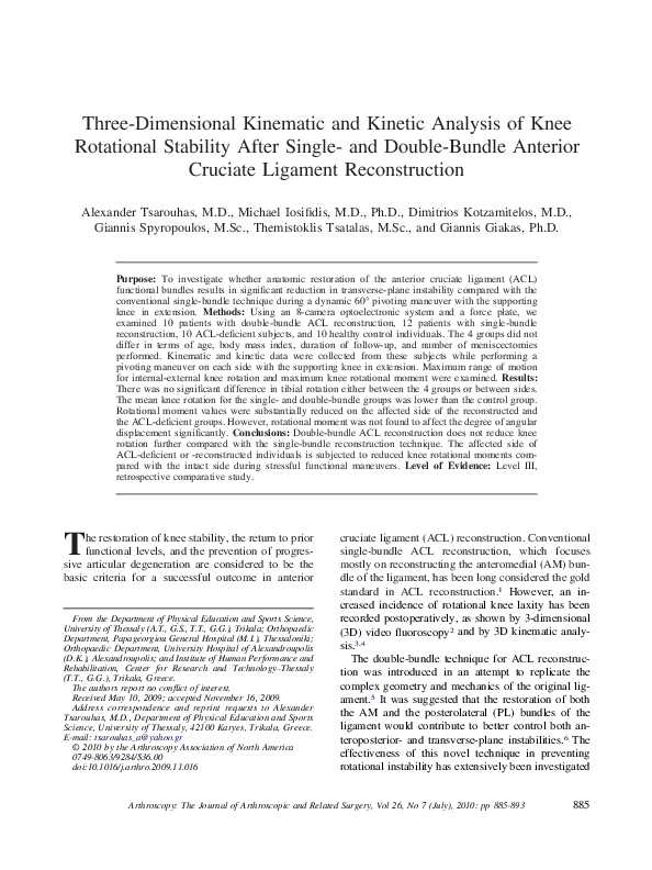 (PDF) Three-Dimensional Kinematic and Kinetic Analysis of Knee ...