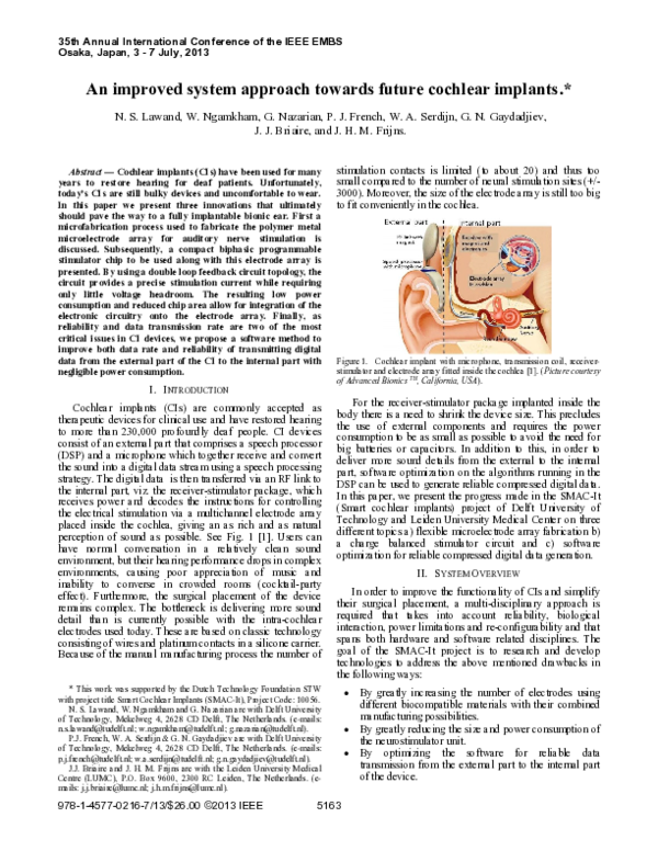 (PDF) An improved system approach towards future cochlear implants