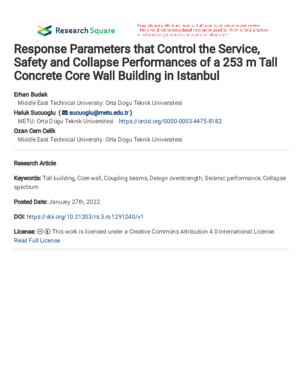 (PDF) Response parameters that control the service, safety and collapse ...