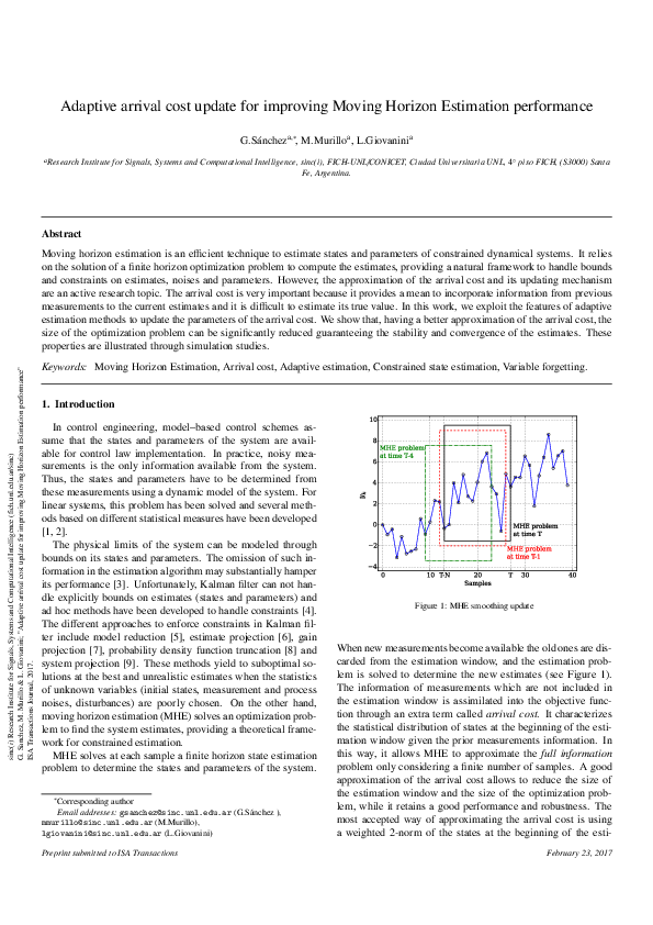 (PDF) Adaptive Arrival Cost Update for Enhanced Horizon Estimation