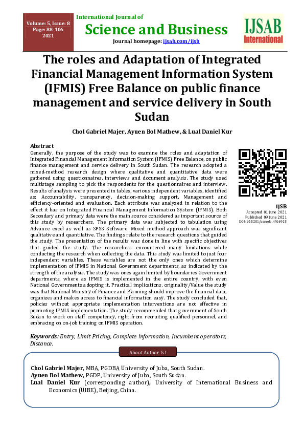 (PDF) The roles and Adaptation of Integrated Financial Management ...