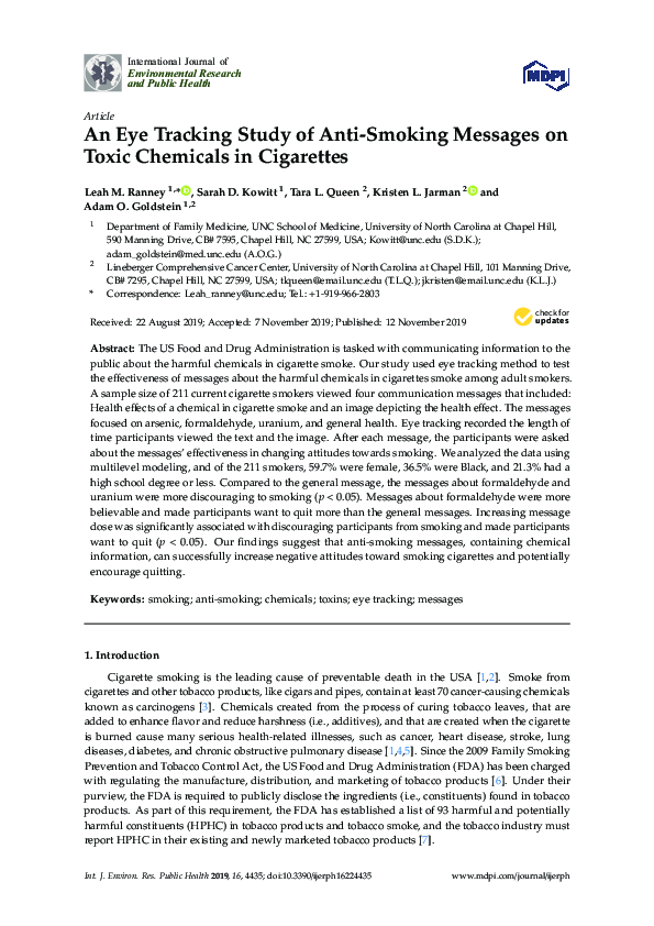 (PDF) An Eye Tracking Study of Anti-Smoking Messages on Toxic Chemicals ...