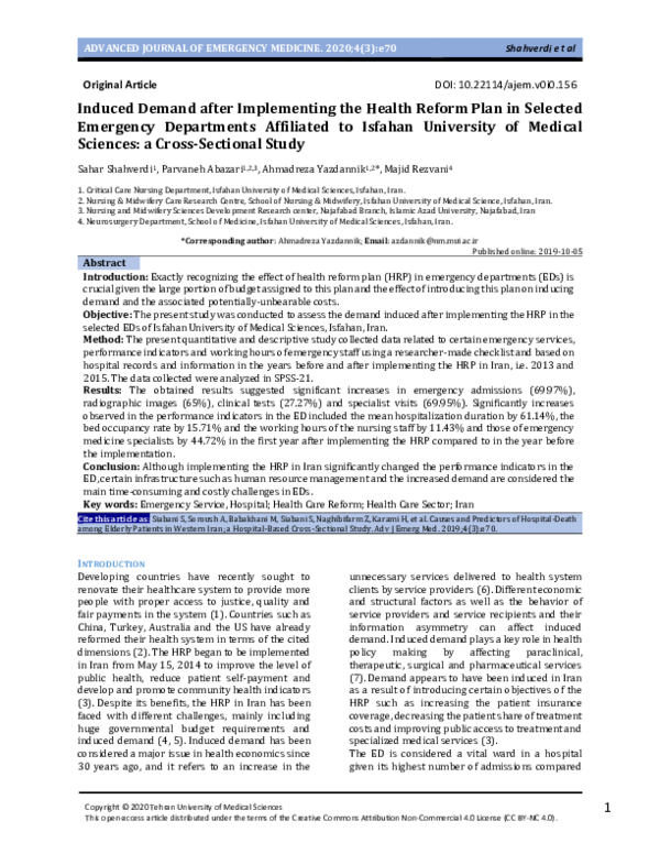(PDF) Induced Demand after Implementing the Health Reform Plan in ...
