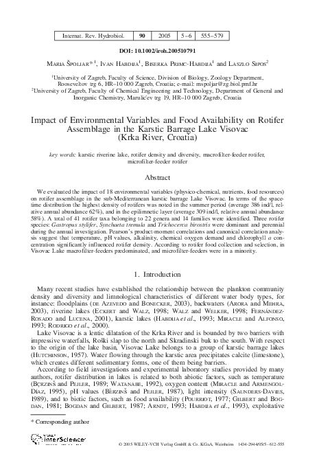 (PDF) Impact of Environmental Variables and Food Availability on Rotifer Assemblage in the ...