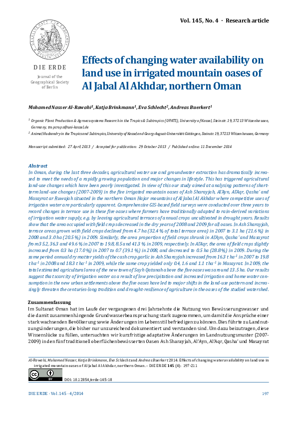(PDF) Effects of changing water availability on land use in irrigated ...