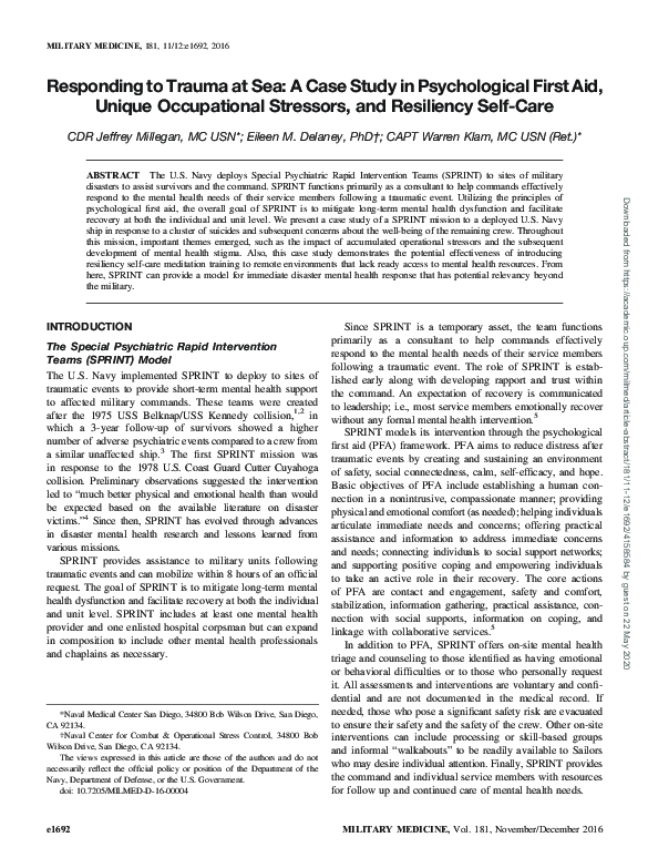 (PDF) Responding to Trauma at Sea: A Case Study in Psychological First ...
