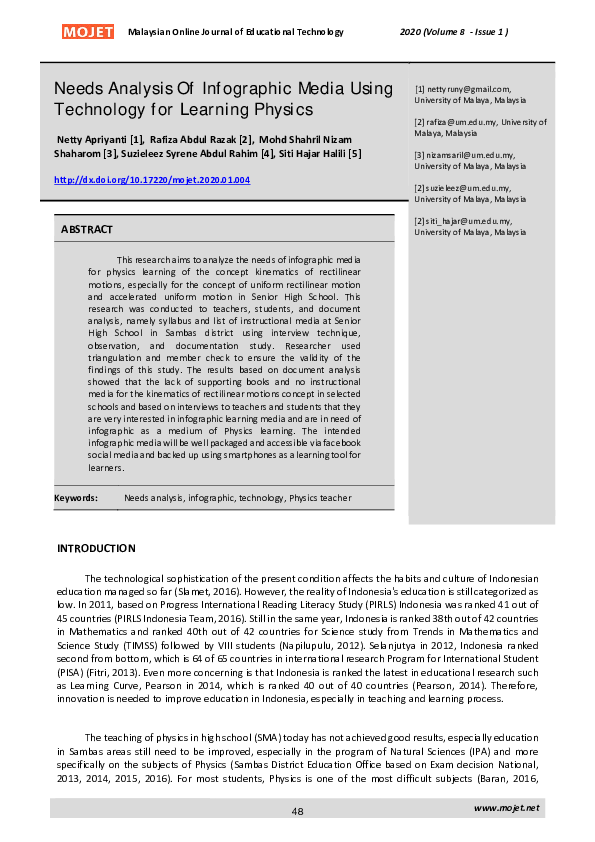 (PDF) Needs Analysis Of Infographic Media Using Technology for Learning Physics | Suzieleez ...