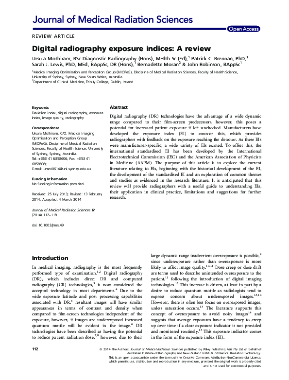 (PDF) Digital radiography exposure indices: A review