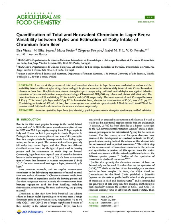 (PDF) Quantification of Total and Hexavalent Chromium in Lager Beers ...