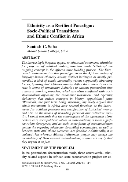 (PDF) Ethnicity as a Resilient Paradigm: Socio-Political Transitions ...