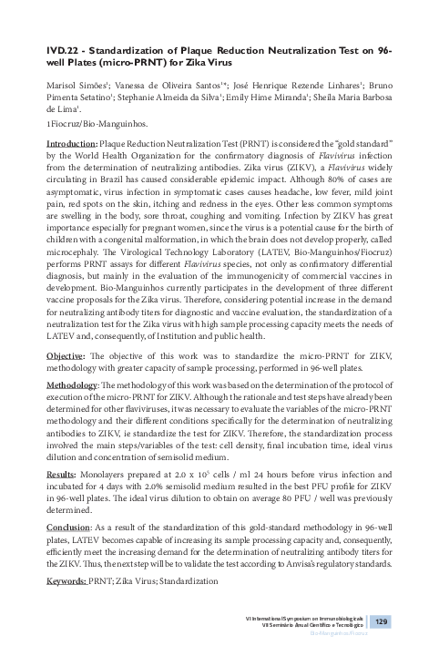 (PDF) Standardization of Plaque Reduction Neutralization Test on 96 ...