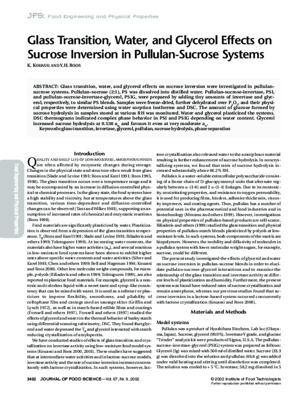 (PDF) Glass Transition, Water, and Glycerol Effects on Sucrose ...