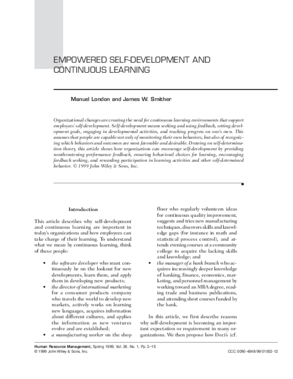 (PDF) Empowered self-development and continuous learning