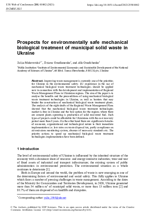 (PDF) Prospects for environmentally safe mechanical biological ...