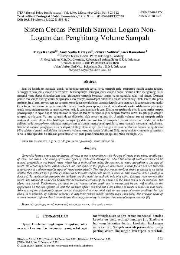 (PDF) Sistem Cerdas Pemilah Sampah Logam Non-Logam dan Penghitung ...