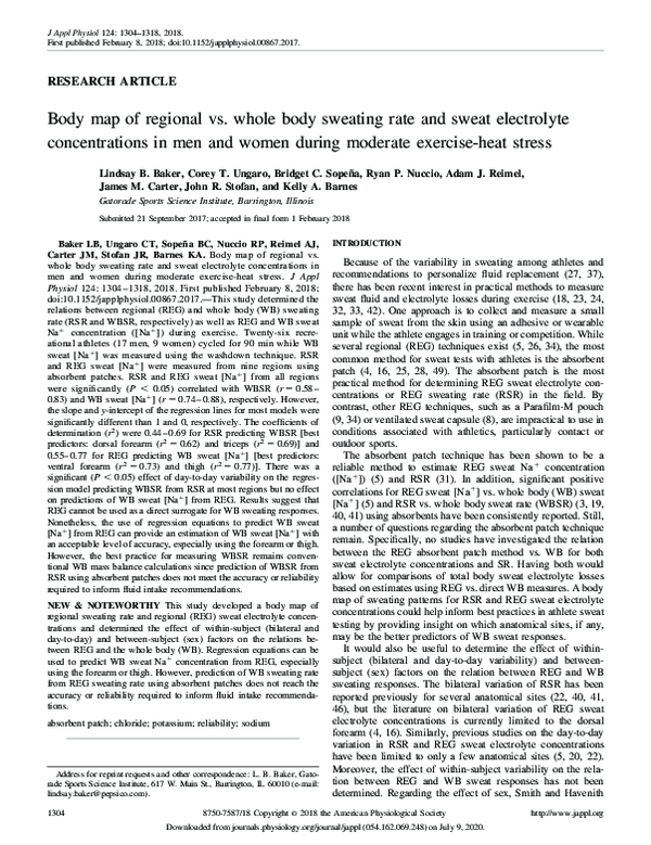 (PDF) Body Map of Regional versus Whole Body Sweating Rate and Sweat ...