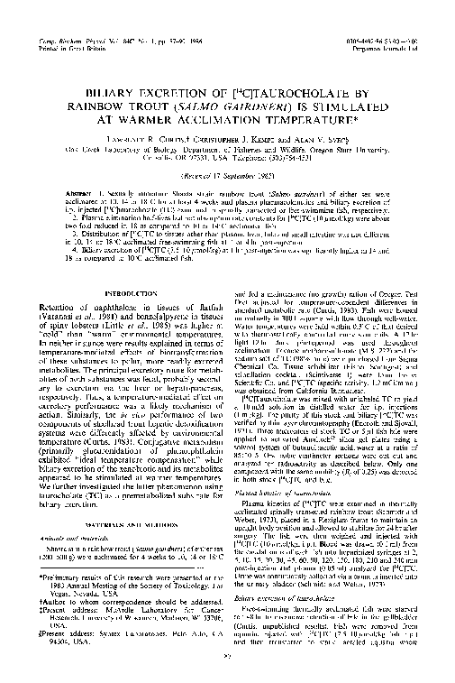 (PDF) Biliary excretion of [14C]taurocholate by rainbow trout (Salmo ...