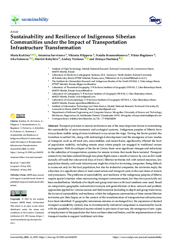 (PDF) Sustainability and Resilience of Indigenous Siberian Communities ...