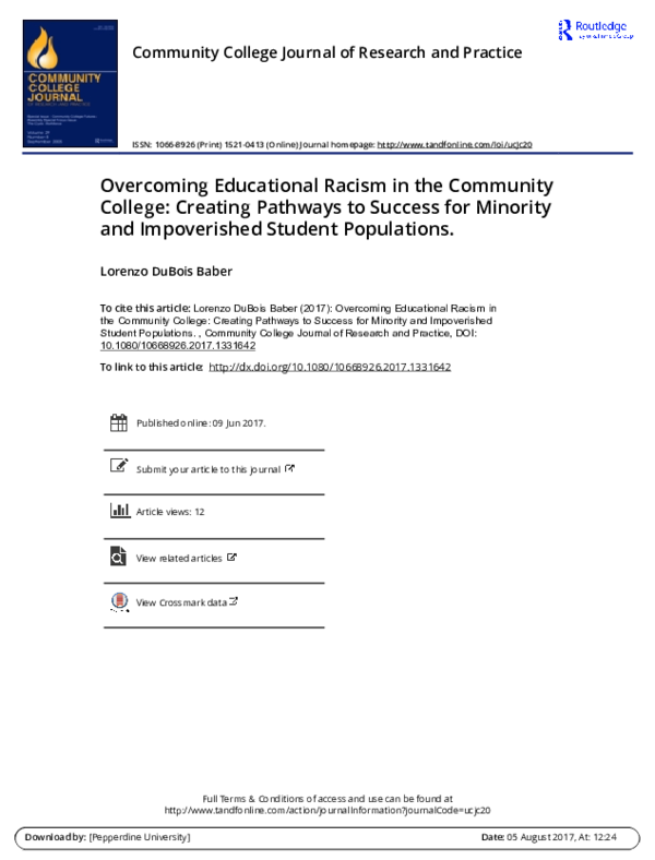(PDF) Overcoming Educational Racism in the Community College: Creating ...