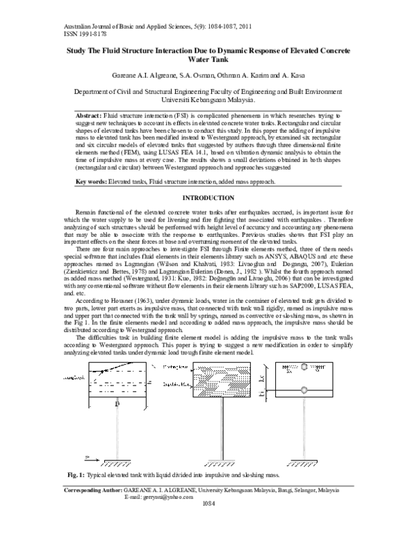 (PDF) Study The Fluid Structure Interaction Due to Dynamic Response of Elevated Concrete Water ...