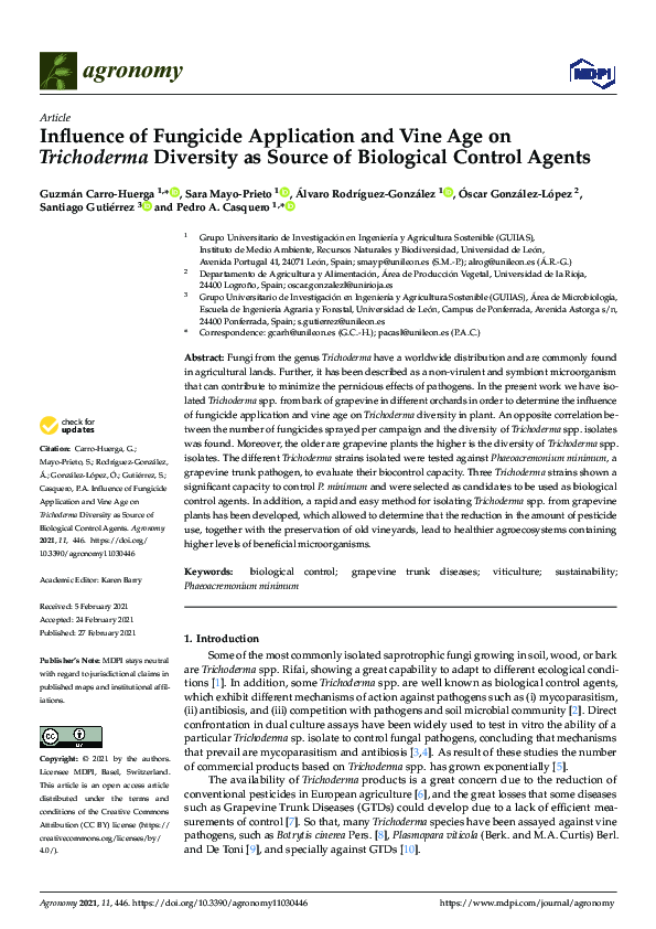 (PDF) Influence of Fungicide Application and Vine Age on Trichoderma Diversity as Source of ...