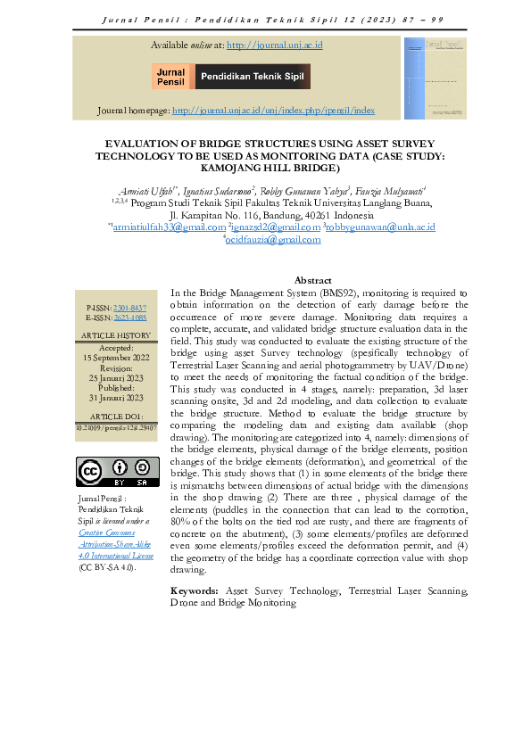 (PDF) Evaluation of Bridge Structures Using Asset Survey Technology to Be Used as Monitoring ...