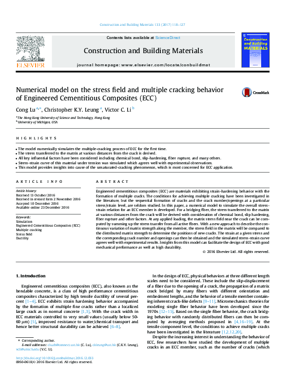 Pdf Numerical Model On The Stress Field And Multiple Cracking