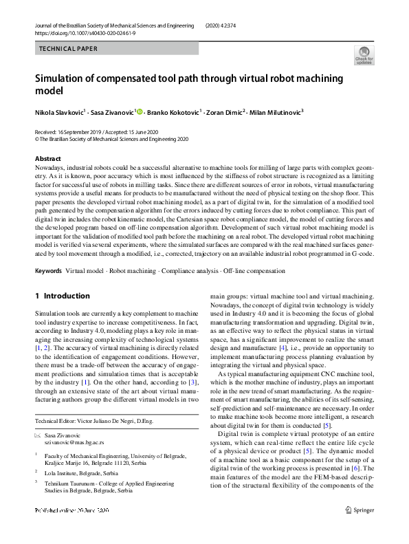 (PDF) Simulation of compensated tool path through virtual robot ...