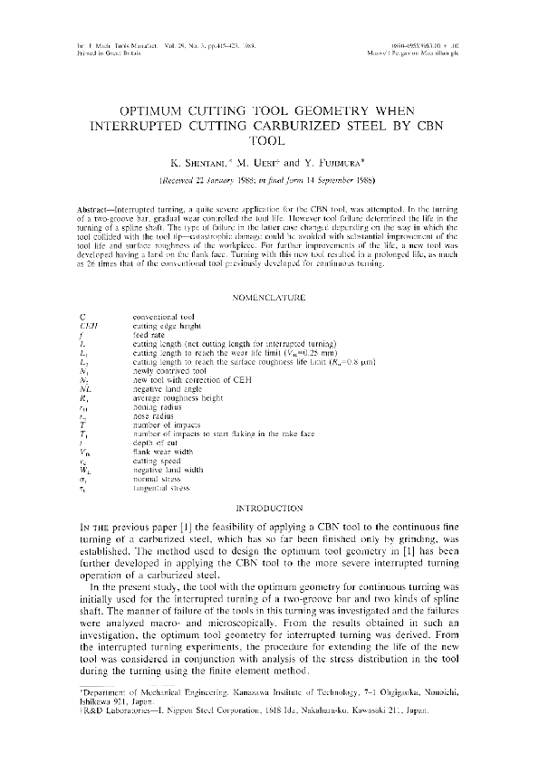 (PDF) OPTIMUM CUTTING TOOL GEOMETRY WHEN INTERRUPTED CUTTING CARBURIZED ...