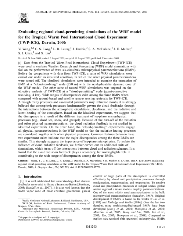(PDF) Evaluating regional cloud-permitting simulations of the WRF model ...