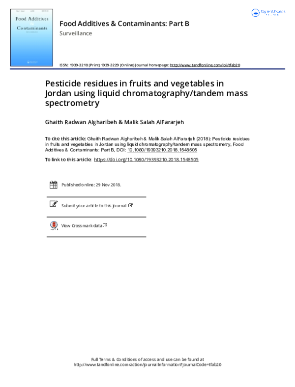 (PDF) Pesticide residues in fruits and vegetables in Ghana: a review