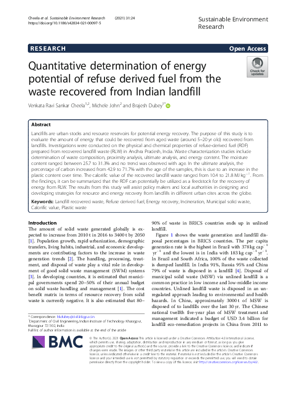 (PDF) Quantitative determination of energy potential of refuse derived ...